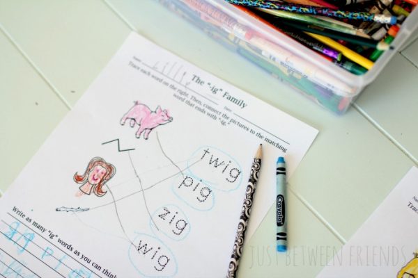 "ig" Family Worksheet | Free Printable - Just Jonie
